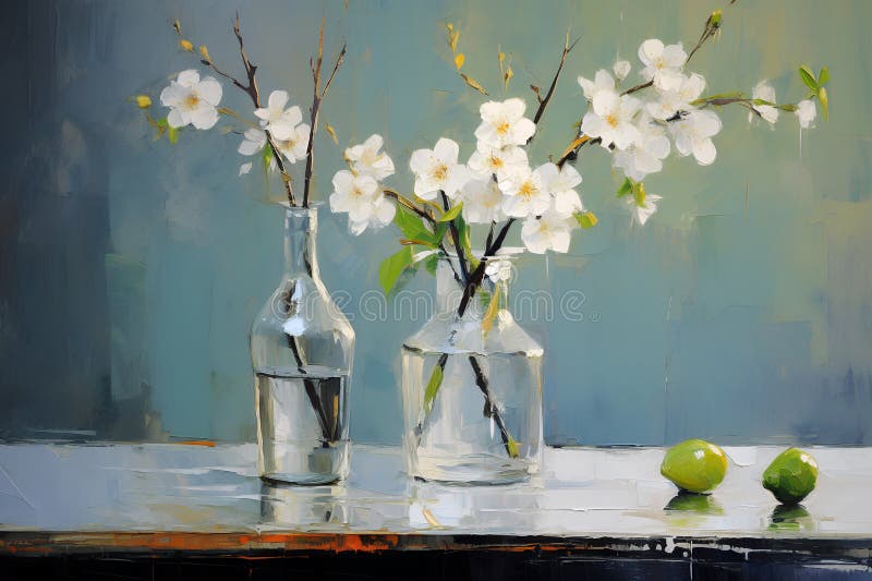 Spring Still Life. Oil Painting in Impressionism Style Stock ...
