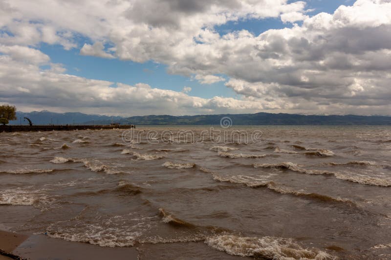 Spring Storm on Lake Constance Stock Image - Image of water, dark ...