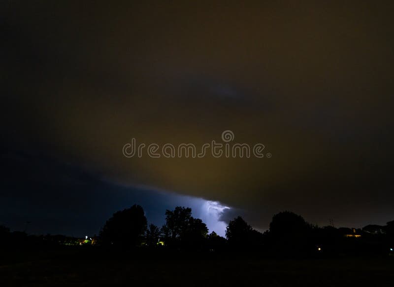 Spring Storm with Lightning Stock Image - Image of atmosphere, cloud ...