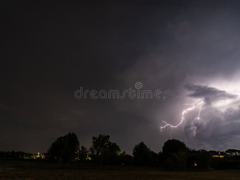 Spring Storm with Lightning Stock Photo - Image of electric, powerful ...