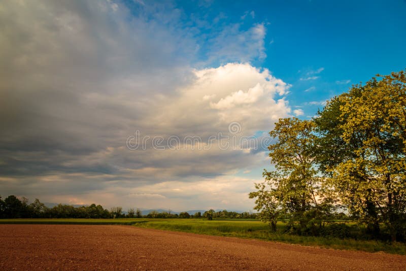 Spring Storm Over the Fields Stock Image - Image of friuli, giulia ...