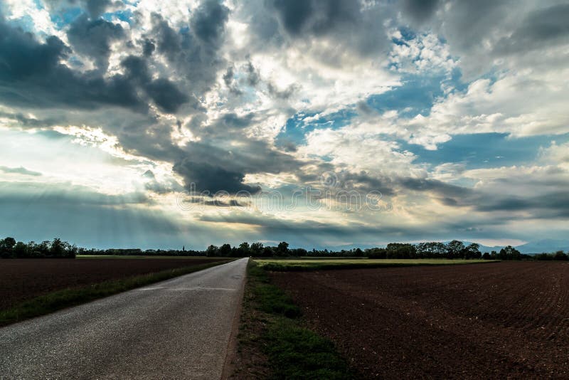 Spring Storm Over the Fields Stock Image - Image of idyllic, meadow ...