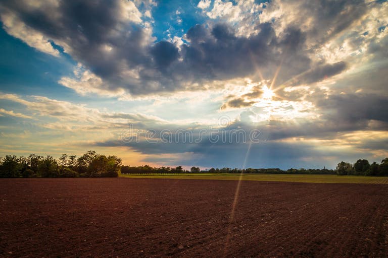 Spring Storm Over the Fields Stock Image - Image of countryside, grass ...