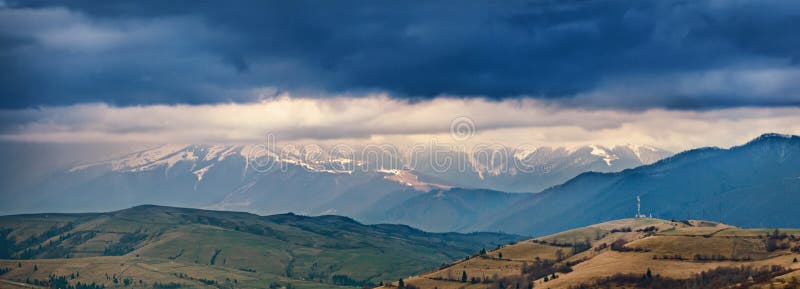 Spring Storm, Rain and Clouds in Mountains Stock Image - Image of ...