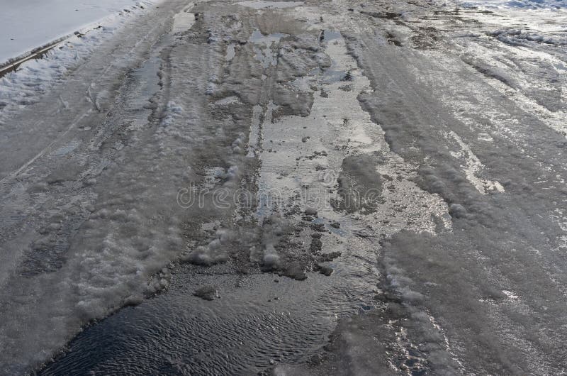 Spring Stream on a Fast Melting Snow Stock Photo - Image of dirty ...