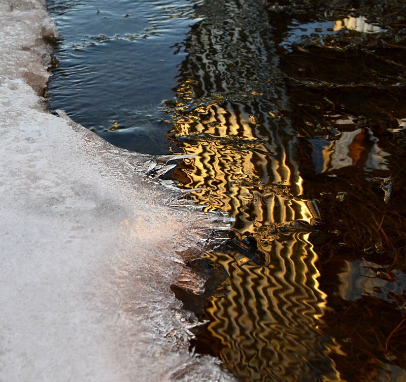 Spring stream stock photo. Image of snow, reflecting - 89374486
