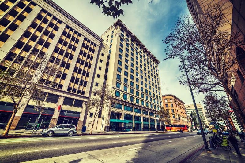 Spring Street in Downtown Los Angeles Stock Image - Image of california ...