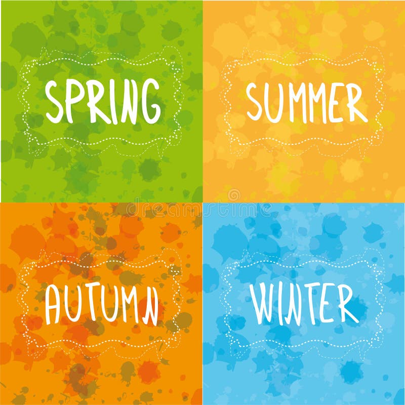 Spring, Summer, Autumn, Winter Handwriting Stock Illustration ...