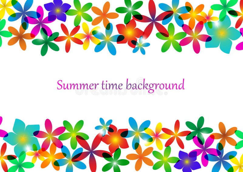 Spring, Summer Background. Rainbow Floral Border for Design. Stock ...
