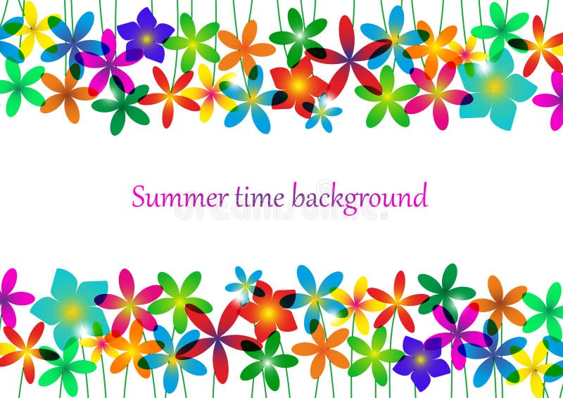 Spring, Summer Background. Rainbow Floral Border for Design. Stock ...