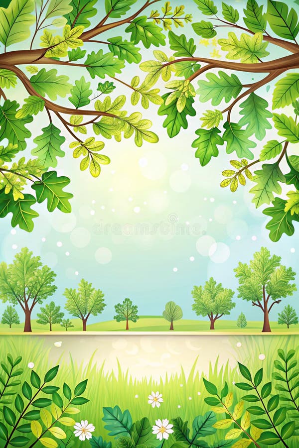 Spring Summer Banner with Green Foliage Stock Illustration ...