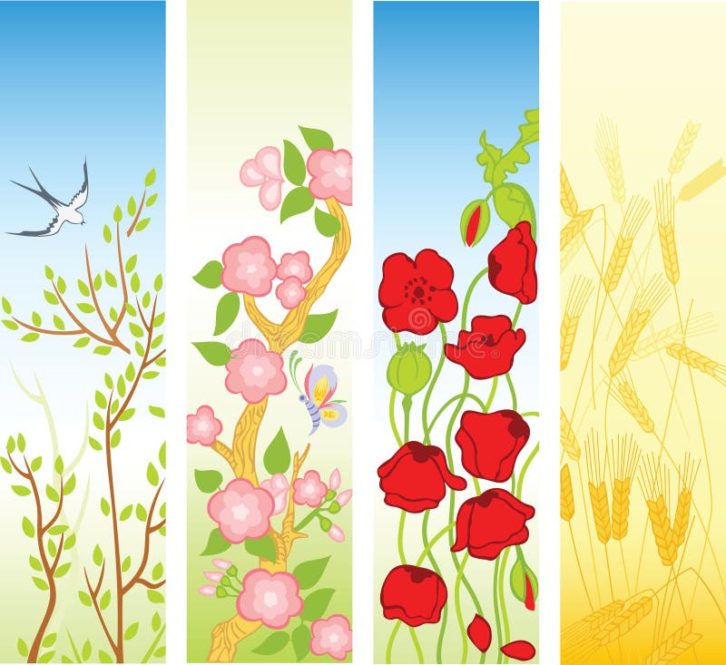 Spring and summer banners stock vector. Illustration of landscape ...