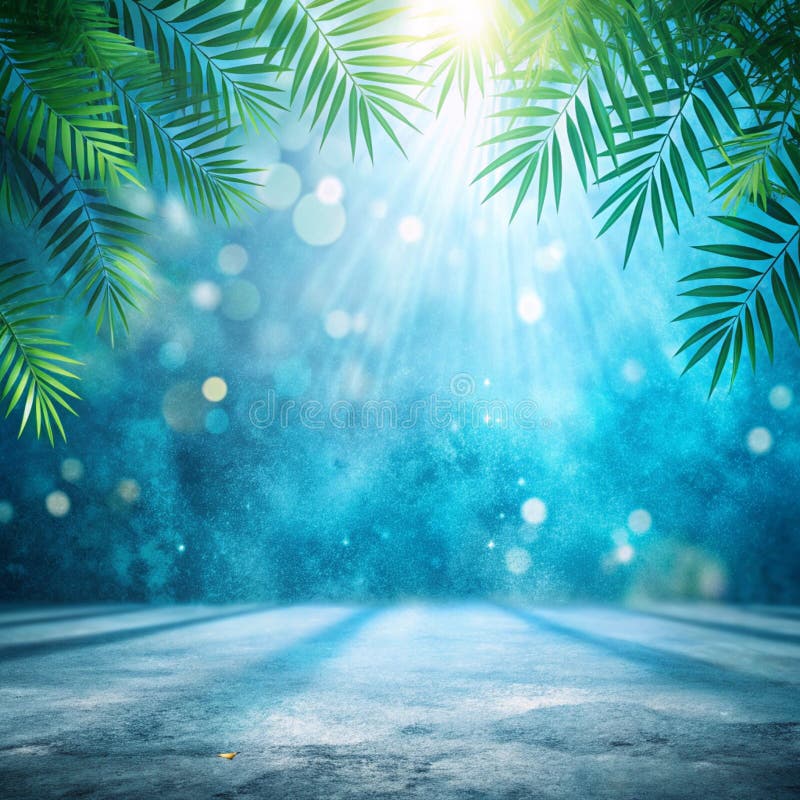 Spring and Summer Blue Background with Abstract Bokeh for Product ...