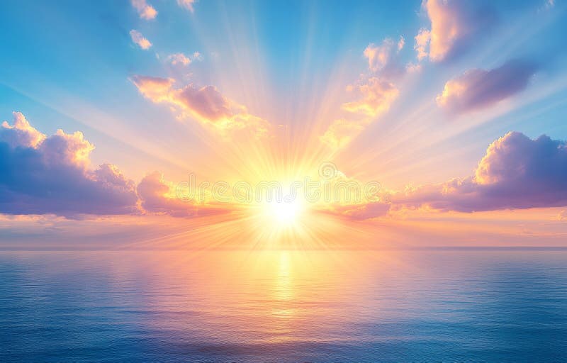 Spring and Summer at Dawn, the Sky Adorned in Pink and Blue with Clouds ...