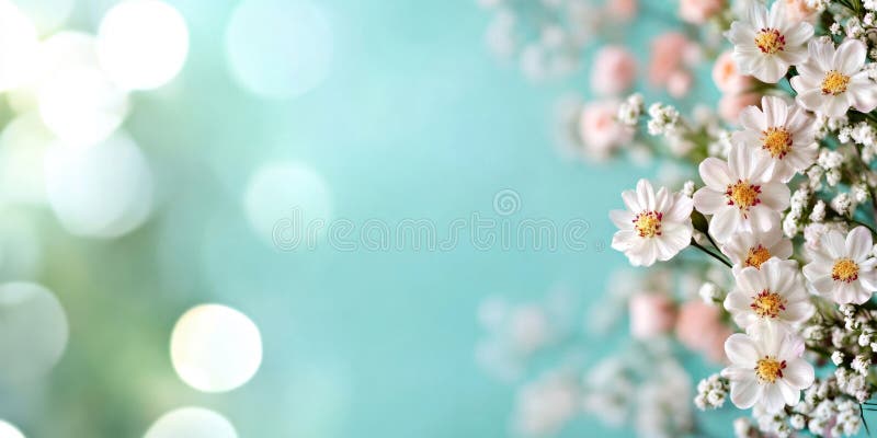 Spring Summer Floral Frame Background. Beautiful White Flowers on Light ...