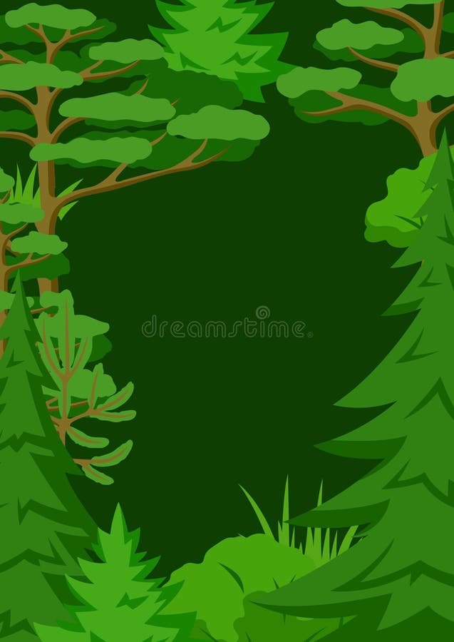 Spring or Summer Forest. Background with Stylized Trees. Seasonal ...