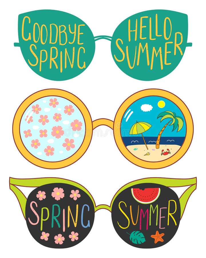 Goodbye Spring, Hello Summer Vector Stock Vector - Illustration of ...