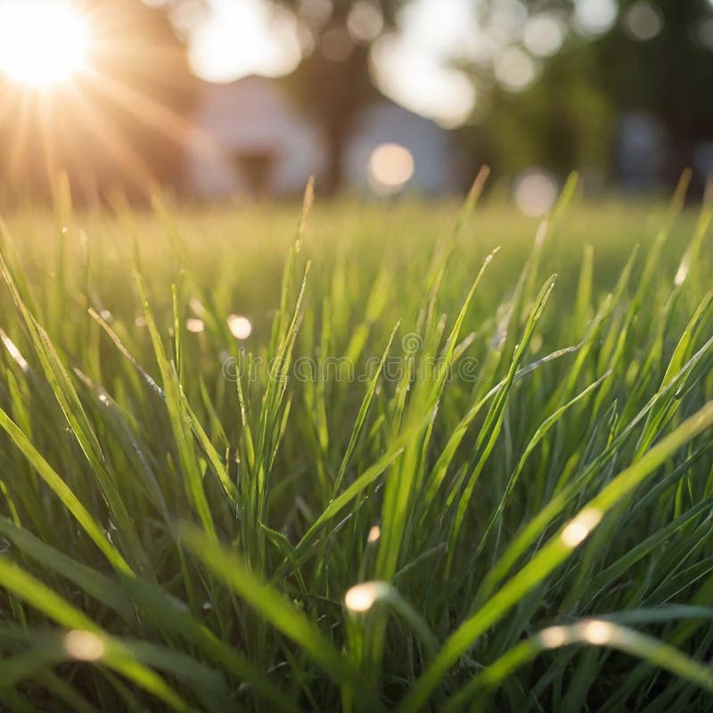 Spring or Summer and Grass Field with Sunny Background Stock ...