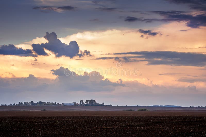 Spring or Summer Landscape, Sunrise, Open Country, Sky and Drama Stock ...