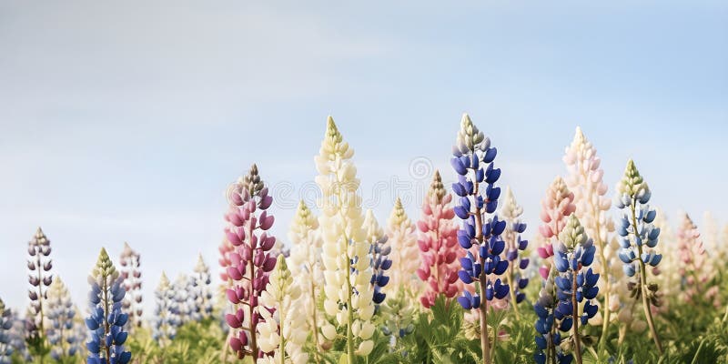 Spring, Summer Multicolour Lupin Flowers on Pastel Soft Background and ...