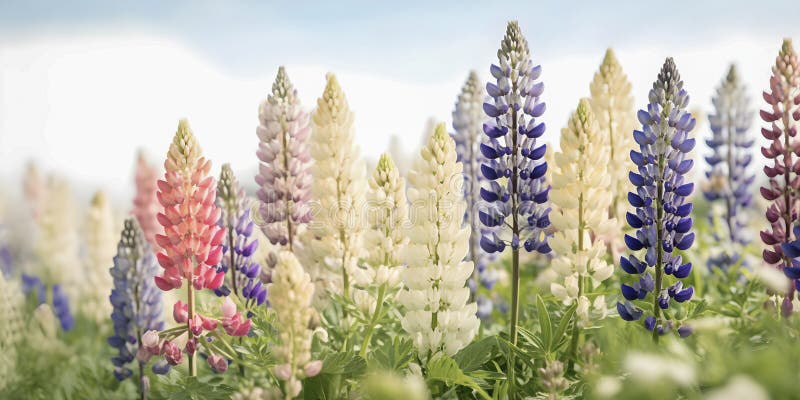 Spring, Summer Multicolour Lupin Flowers on Pastel Soft Background and ...
