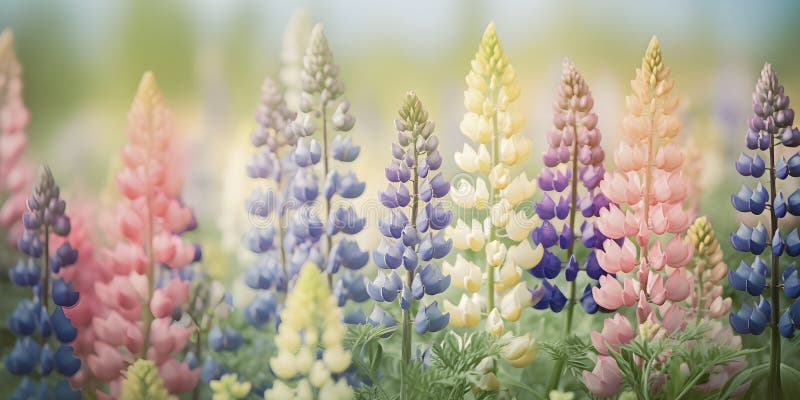Spring, Summer Multicolour Lupin Flowers on Pastel Soft Background and ...