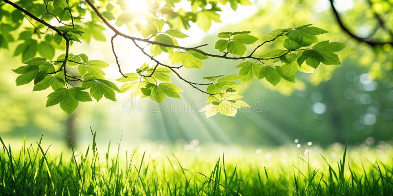 Spring Summer Nature Background with Grass and Trees Stock Illustration ... Spring Summer Nature Background with Grass and Trees Stock Illustration ...