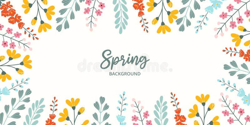 Spring or Summer Rectangular Celebration Frame on White Background ...