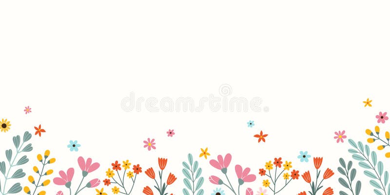Spring or Summer Rectangular Floral Template with Empty Place for Text ...
