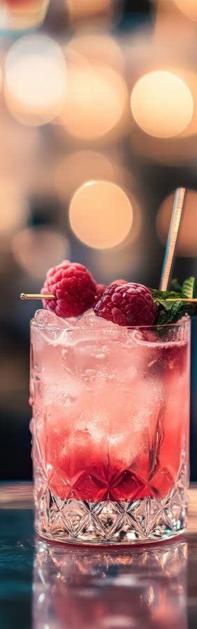 Spring or Summer Refreshing Cold Cocktail or Mocktail with Berries ...