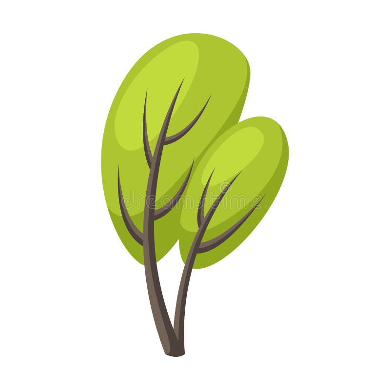 Spring or Summer Stylized Tree with Green Leaves. Stock Vector ...