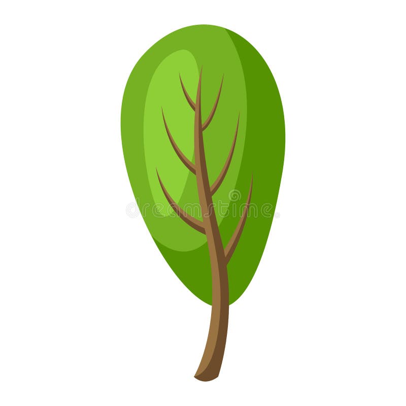 Spring or Summer Stylized Tree with Green Leaves. Stock Vector ...