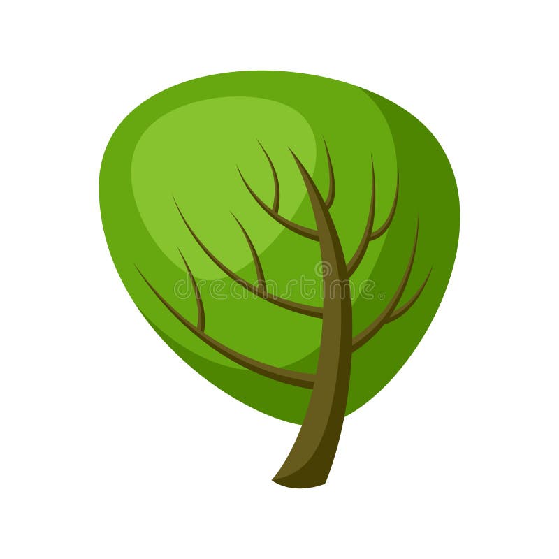 Spring or Summer Stylized Tree with Green Leaves. Stock Vector ...