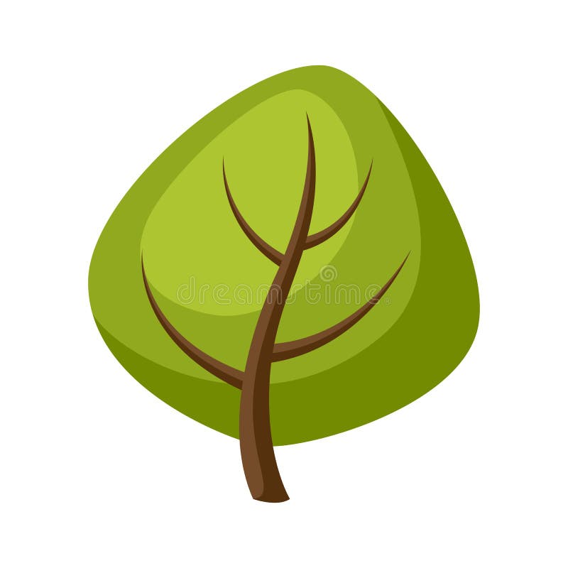 Spring or Summer Stylized Tree with Green Leaves. Stock Vector ...