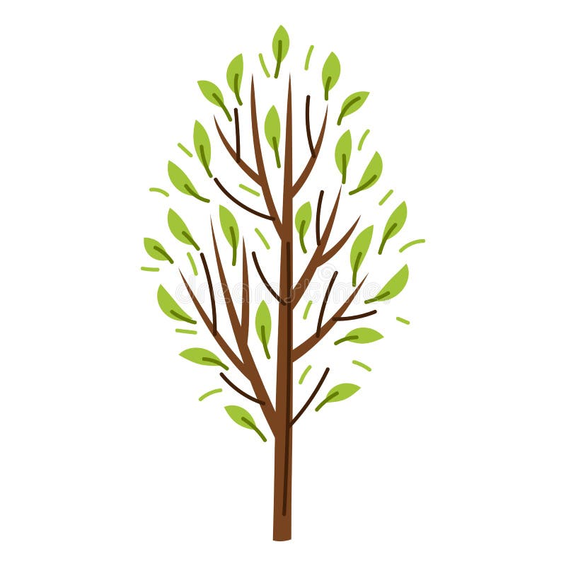 Spring or Summer Stylized Tree with Green Leaves. Stock Vector ...