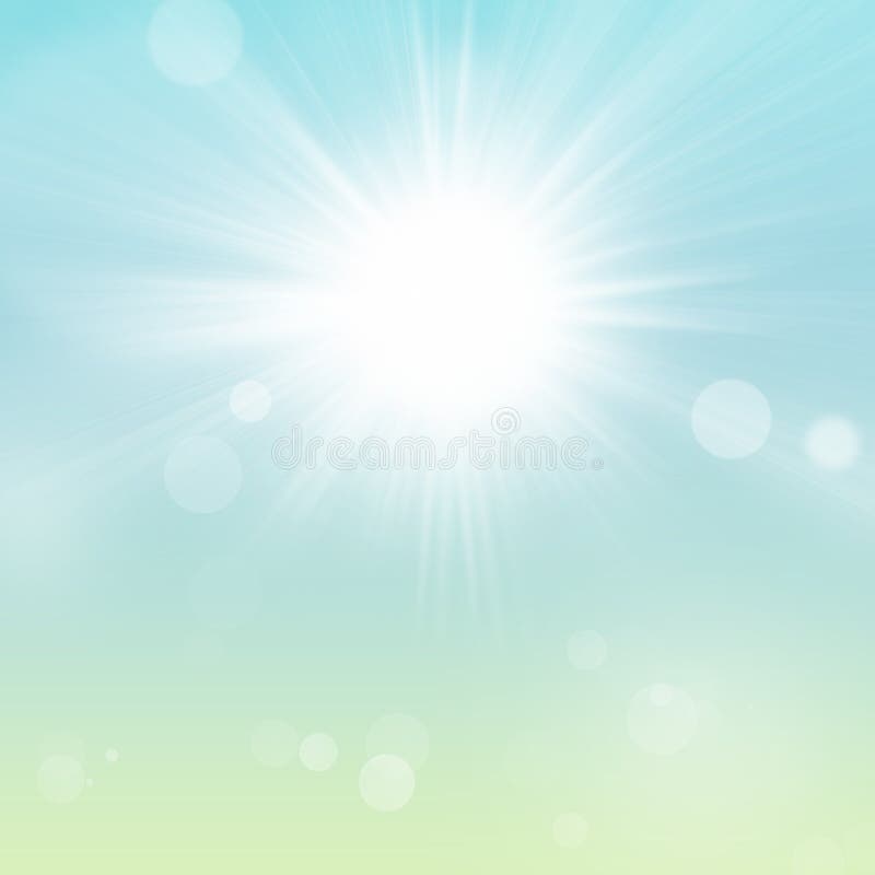 Spring Sun and Sky - Blue Green Nature Background Stock Illustration ...