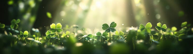 Spring Sunlight Highlights the Flowering Clover and Spring Grass in a ...