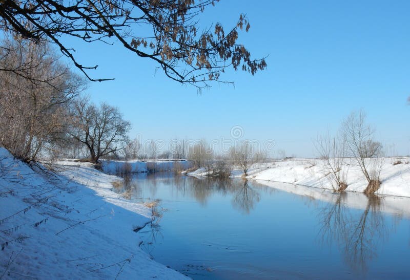 The Beginning of the Spring Flood of the River Stock Image - Image of ...