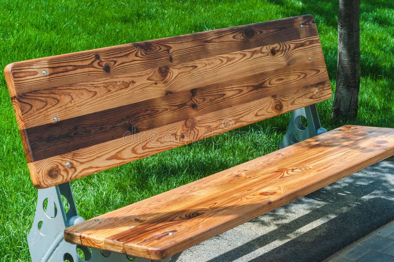 Spring Sunny Day. Wooden Bench in the Park Stock Image - Image of rest ...