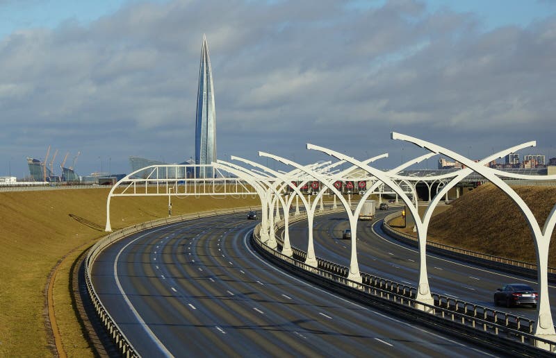Spring Sunny Morning and View of the Expressway Editorial Stock Image ...