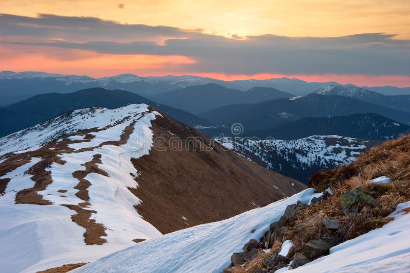 Sunrise in spring stock image. Image of grass, mist, dusk - 42028413