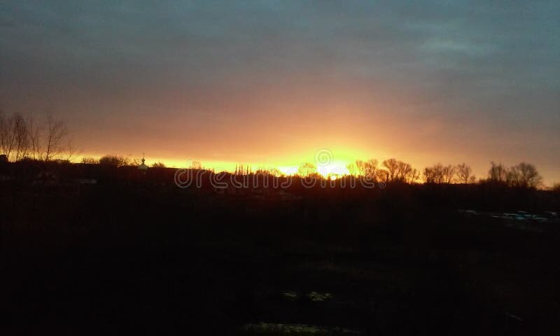 Spring sunrise stock image. Image of sunrise, clouds - 85055735