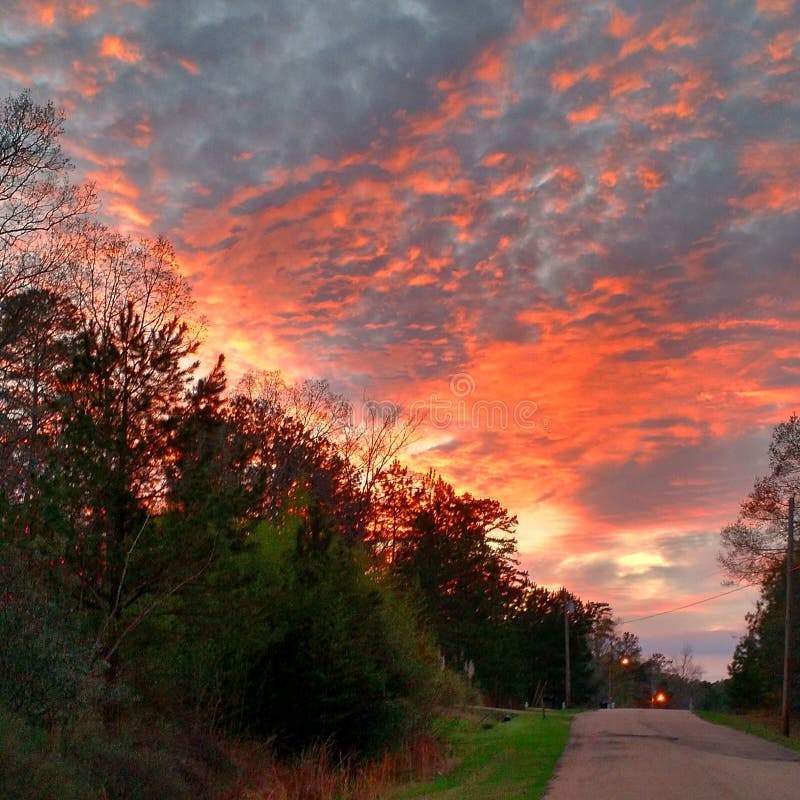 Spring Sunset stock photo. Image of sunset, road, mississppi - 51650518