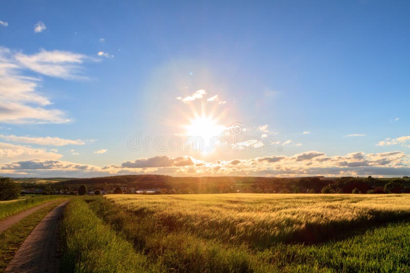 Spring Sunset Landscape stock image. Image of blue, light - 35989195