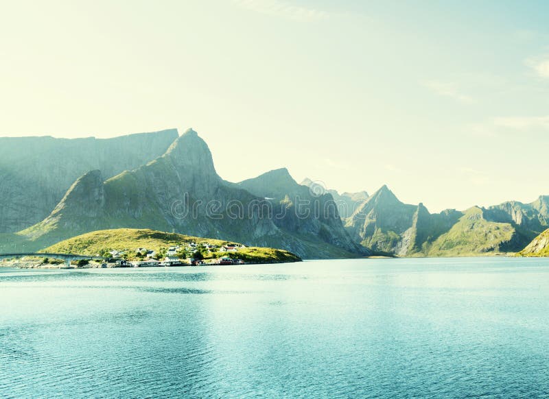 Spring Sunset - Reine, Lofoten Islands, Norway Stock Photo - Image of ...