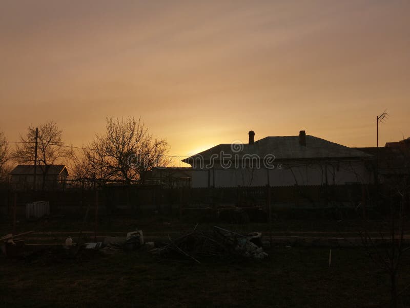 Spring sunset in Romania stock image. Image of nature - 177133481