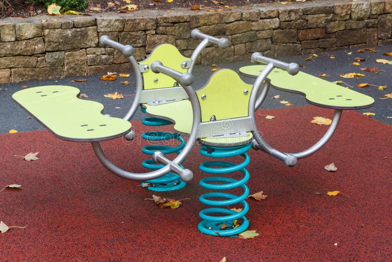 Spring Swing of a Children`s Play Area Stock Photo - Image of spring ...