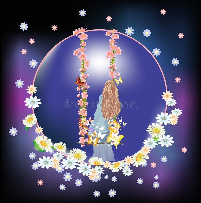 Spring swing, stock illustration. Illustration of spring - 313799863