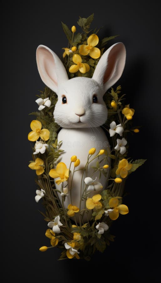 Spring Symbolism Minimalist Representation of Bunnies and Eggs on a ...