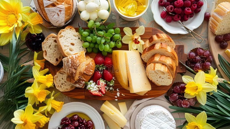 Spring Table Setting Decorated with Daffodils for Festive Lunch with ...